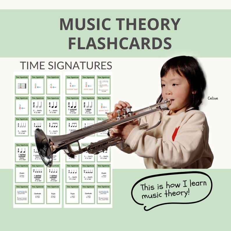 Music Theory Flashcards Printable | Music Time Signatures Learning ...