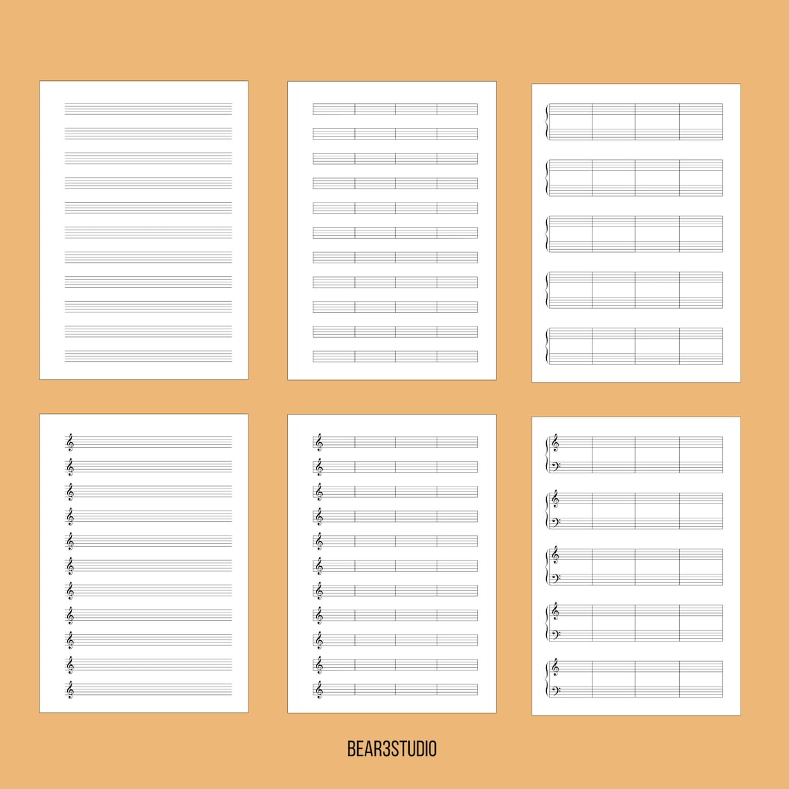 6 Types of Blank Music Sheets, Blank Music Sheets for Piano, Blank ...