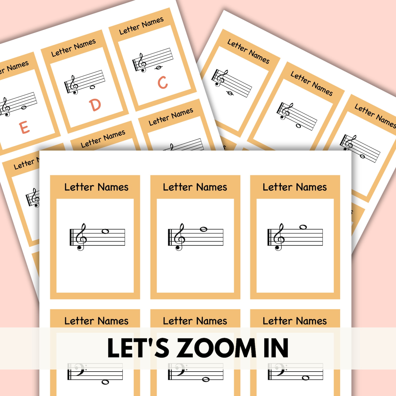 Music Theory Flashcards Printable | Letter Names of Notes Learning ...