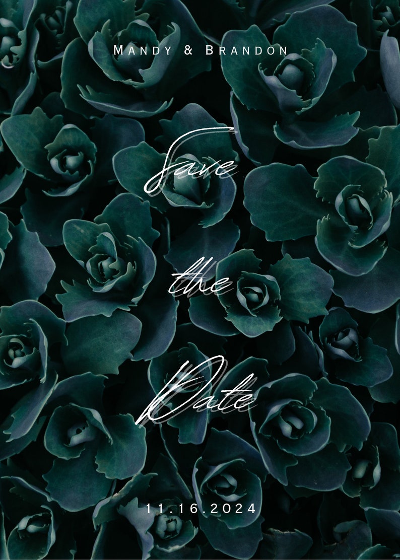 Modern Roses Save the Date Template, Save the Date With Photo, Editable ...