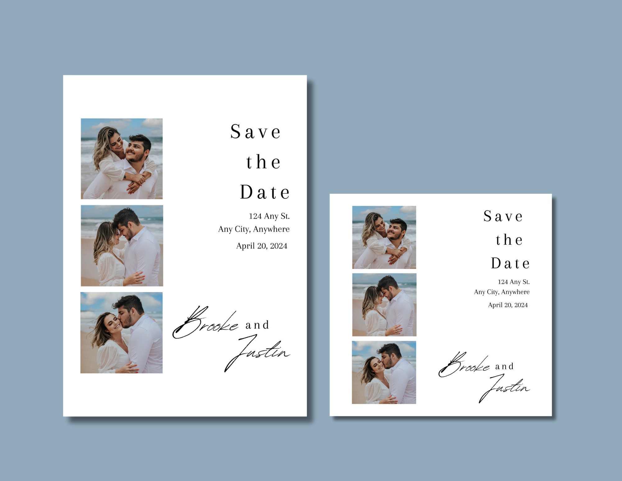 Minimal Save the Date Template, Save the Date With Photos, Editable ...