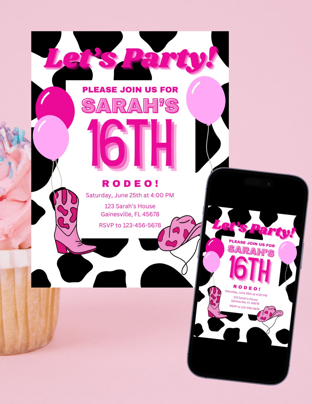 Birthday Party Invitation Templates, Rodeo Birthday Theme, Cowgirl ...