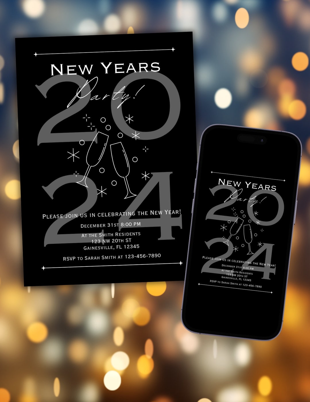 New Years Party Invitation, Celebrate the New Year, New Years Party - Etsy