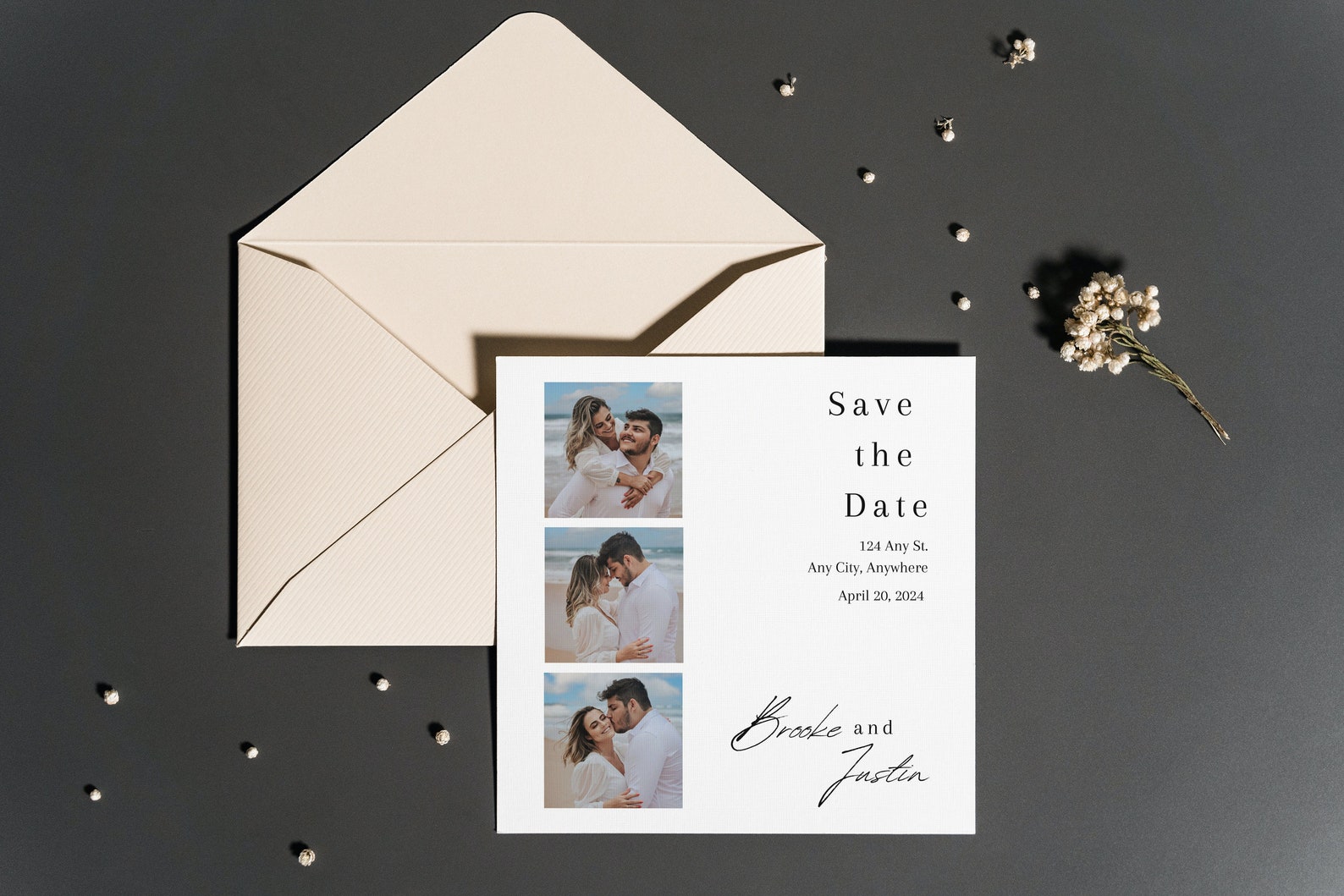 Minimal Save the Date Template, Save the Date With Photos, Editable ...