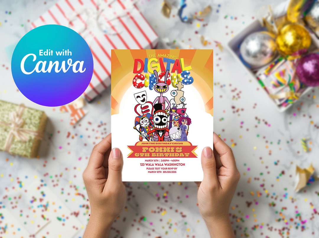 Invitación electrónica de cumpleaños de The Amazing Digital Circus ...