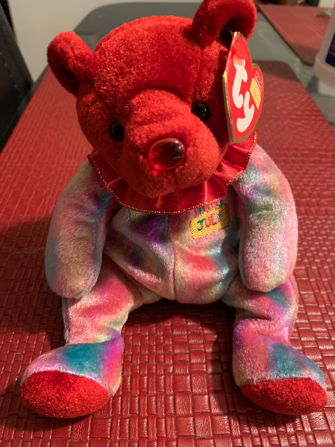 TY July Beanie Baby Ruby Nose Birthday Beanie Bear 2001 - Etsy