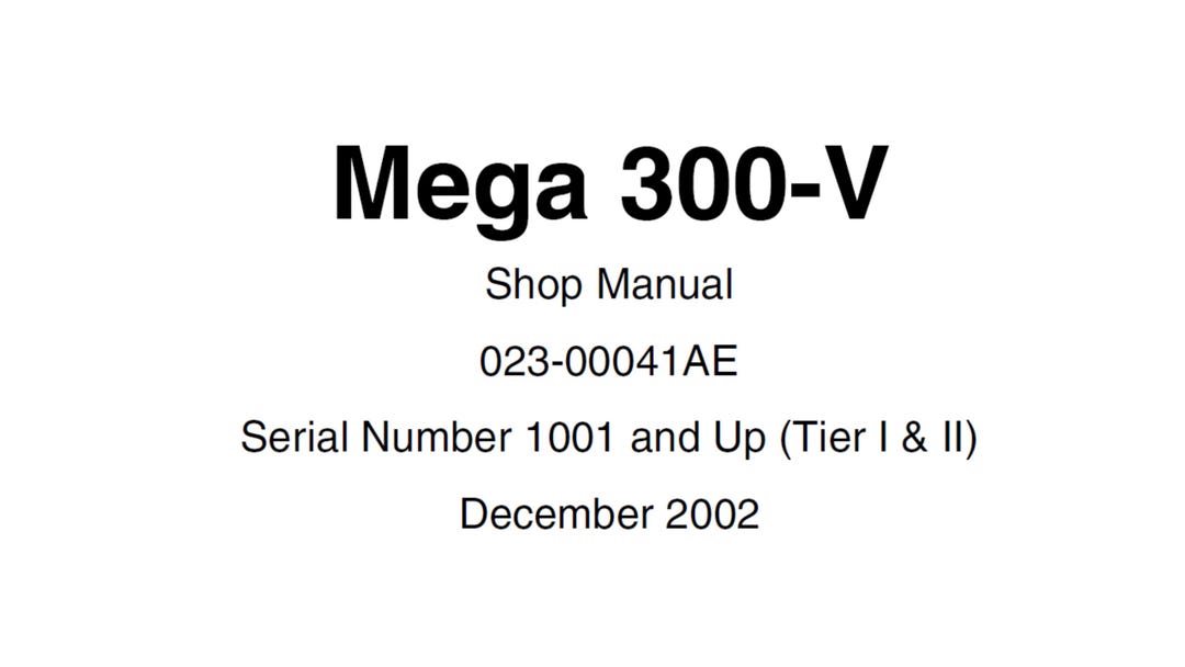 Doosan Mega M300-V Wheel Loader Service Manual S/N 1001 and up (tier I ...