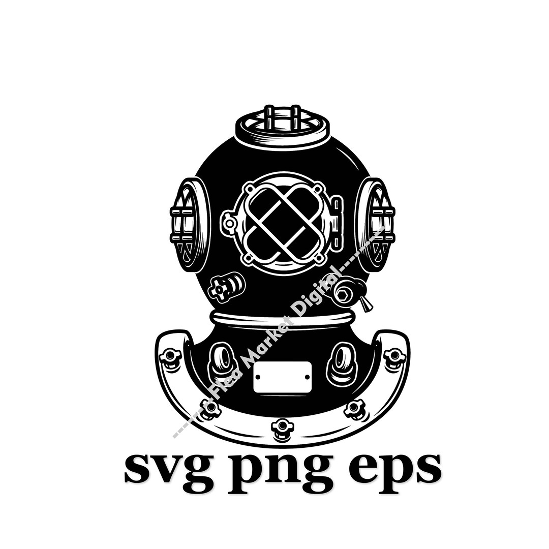 Antique Diving Helmet Art Vintage Diving Helmet SVG PNG EPS Clipart ...