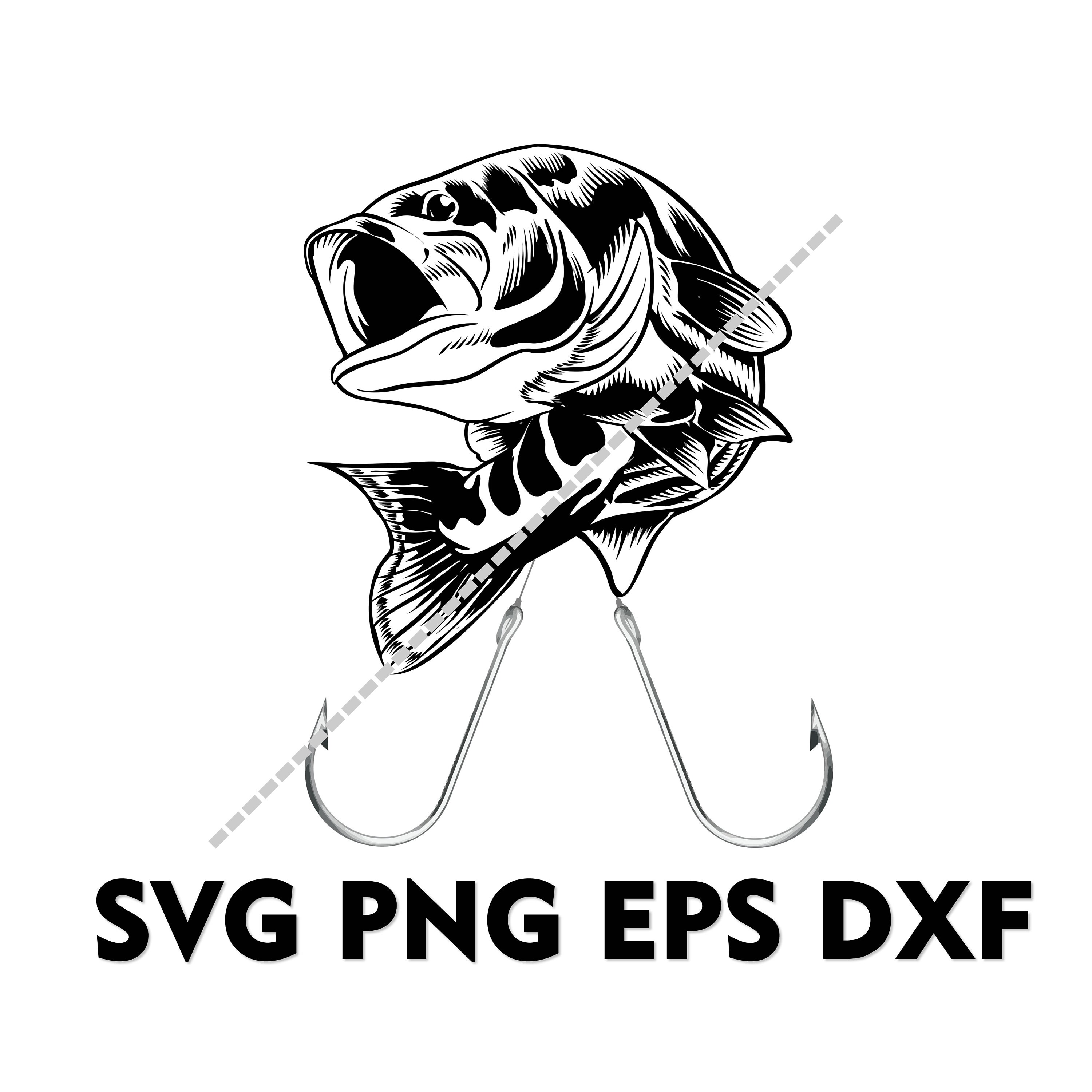 Fish Hook Fishing Leaping Fish SVG PNG EPS Dxf Instant Download - Etsy
