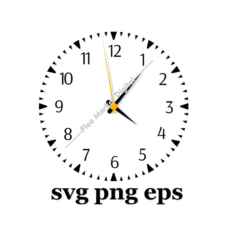 Modern Clock Face SVG PNG EPS Clipart - Etsy