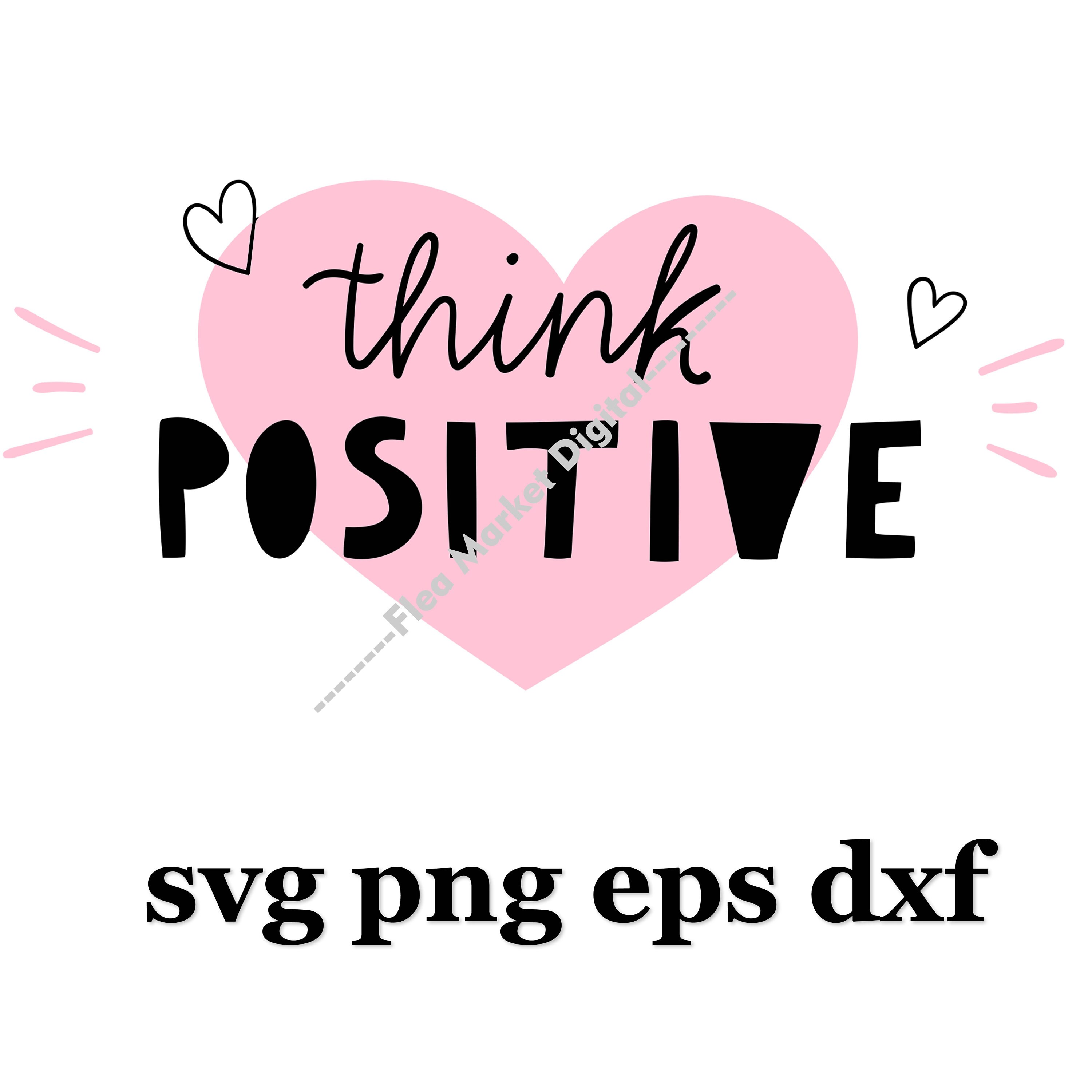 Think Positive Mental Health SVG PNG EPS Dxf Clipart 3 - Etsy