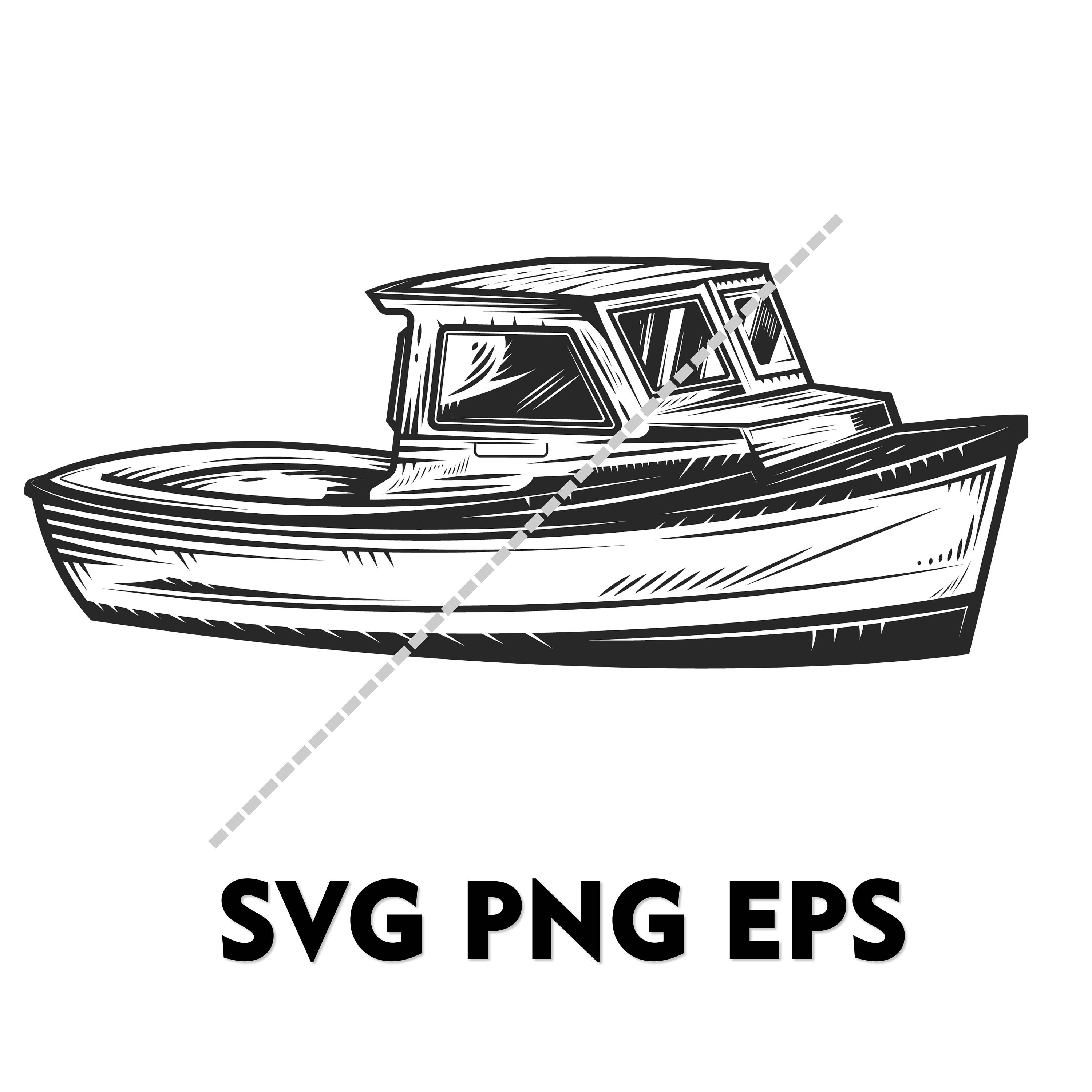 Fishing Boat SVG PNG EPS Instant Download - Etsy