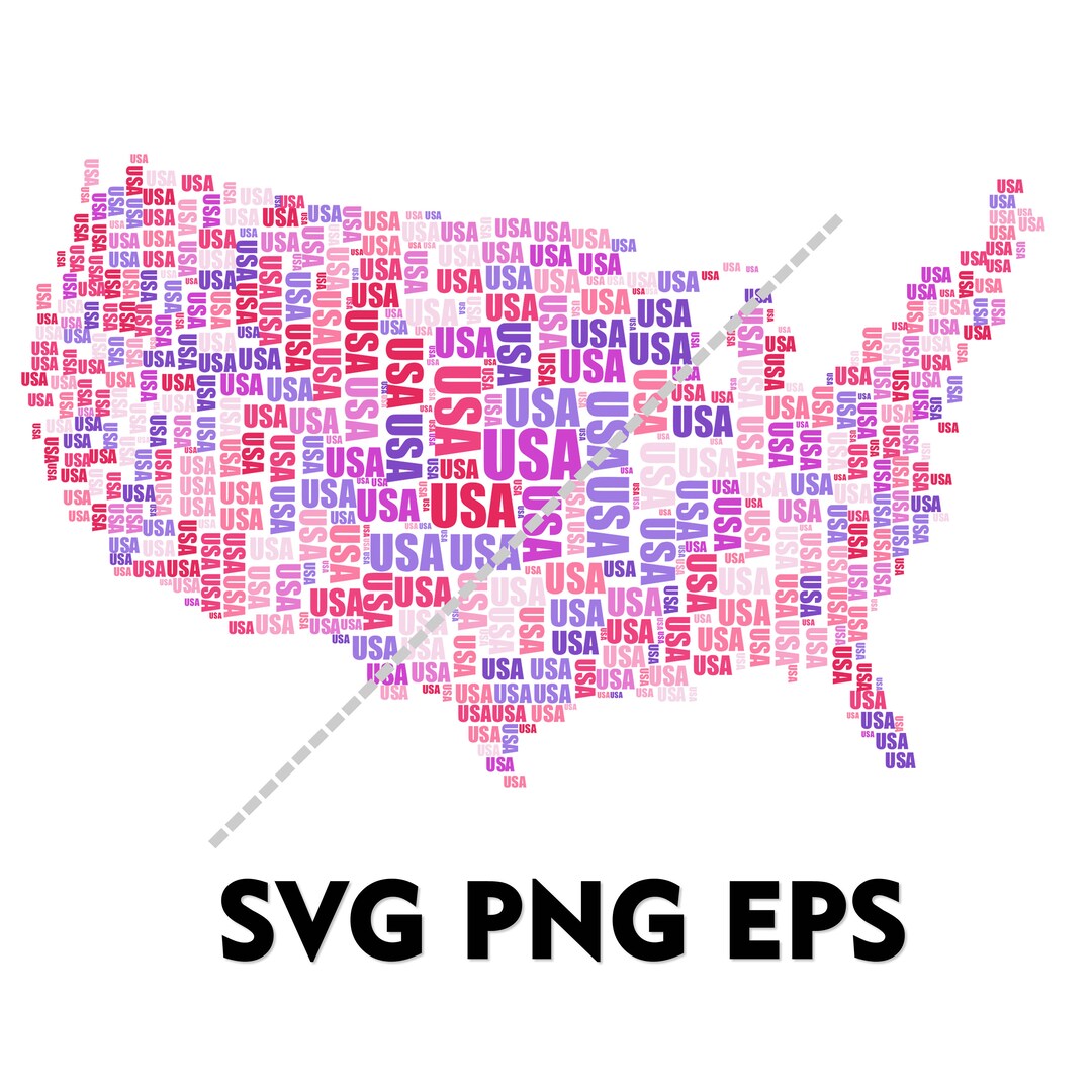 Cute America USA Map SVG PNG Eps Instant Download - Etsy