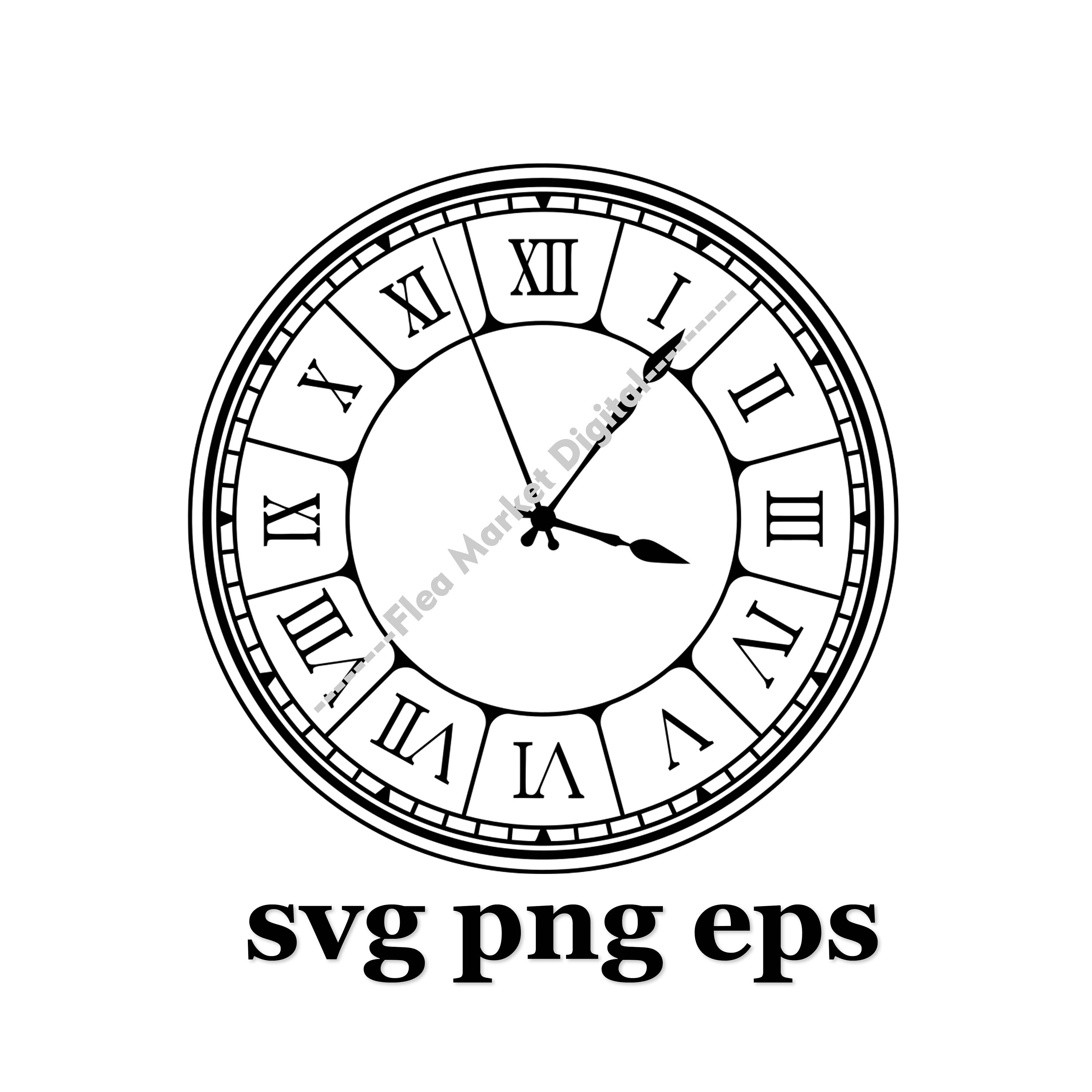 Roman Numeral Clock Face SVG PNG EPS Clipart - Etsy
