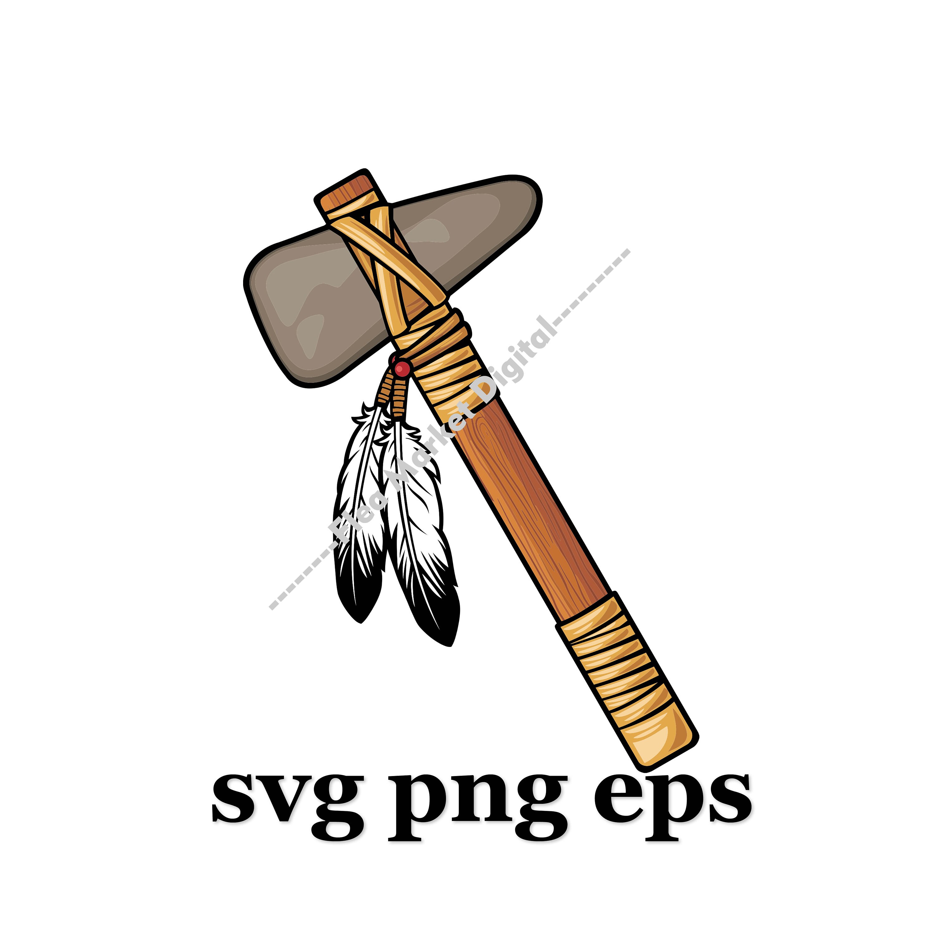 Indian Axe Native American Warrior Tomahawk Hatchet Feather Tribe ...