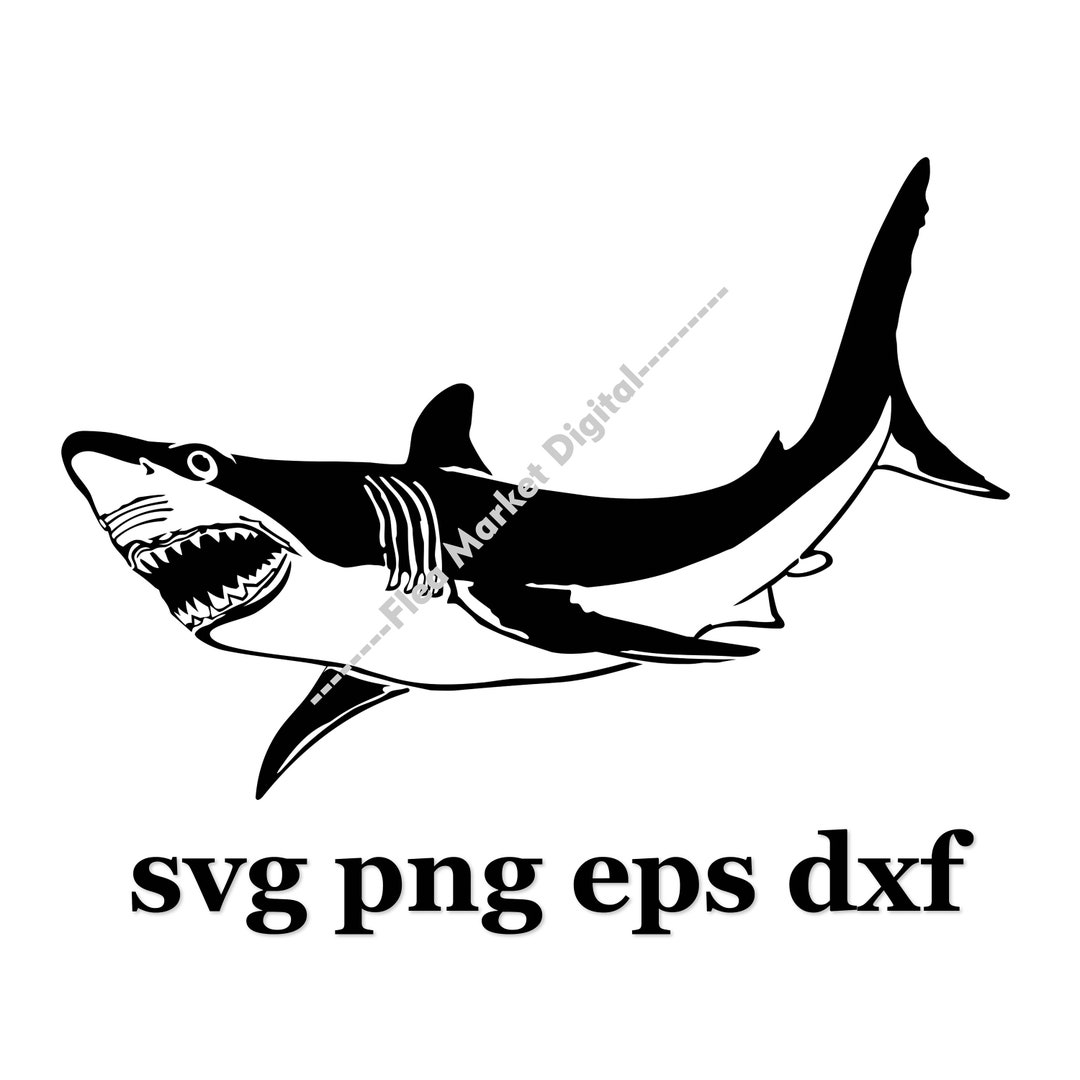 Tiburón SVG PNG EPS DxF Clipart 3 - Etsy España