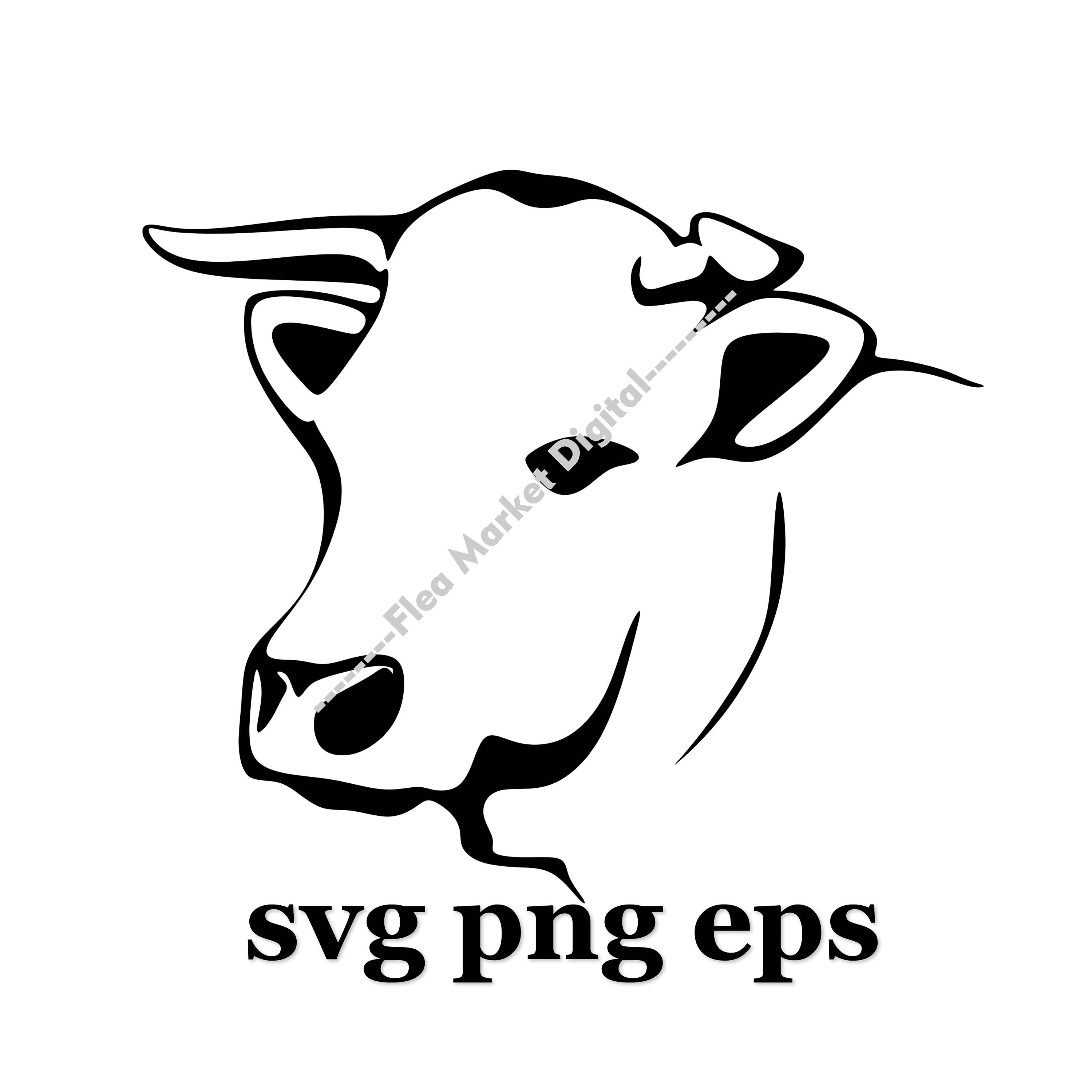 Cow Head SVG PNG EPS Clipart 18 - Etsy