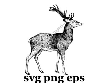 ELK Svg Stag Clipart Hart Cut File Moose Stencil Elk Deer Family Hunter ...