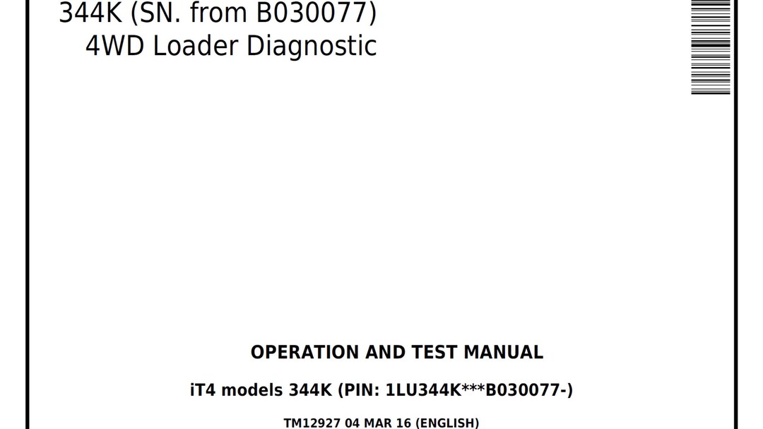 John Deere 344K (SN. From B030077) 4WD Loader Repair Diagnostic ...