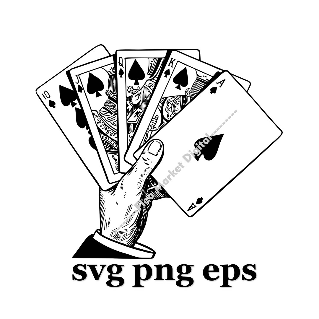Straight Poker Hand Holding Poker Playing Cards SVG PNG EPS Clipart ...