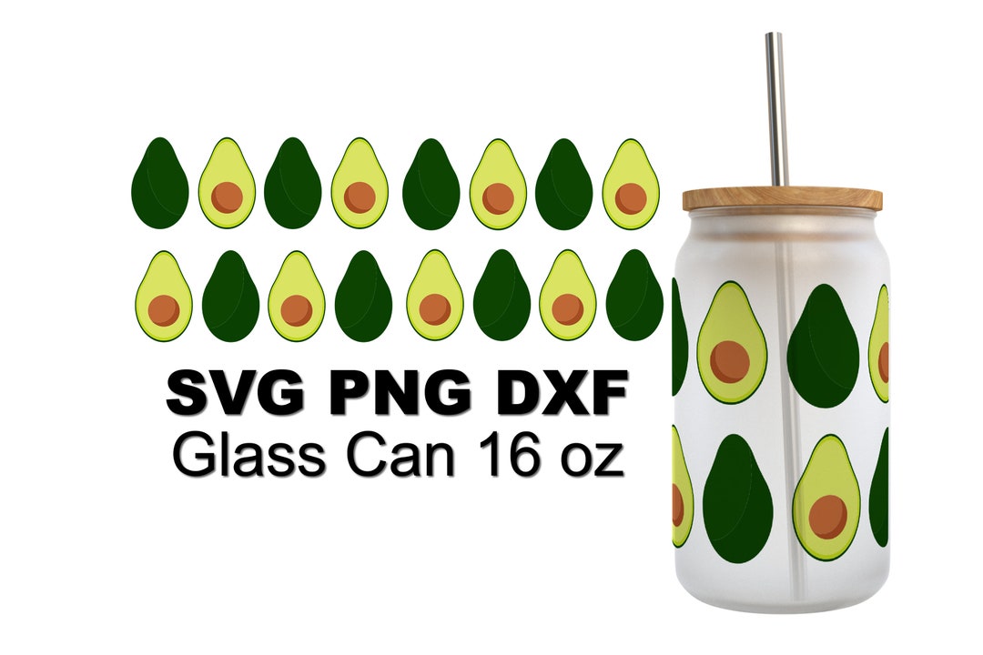 Avocado 16oz Glass Can Svg Dxf Png Files Digital Download - Etsy