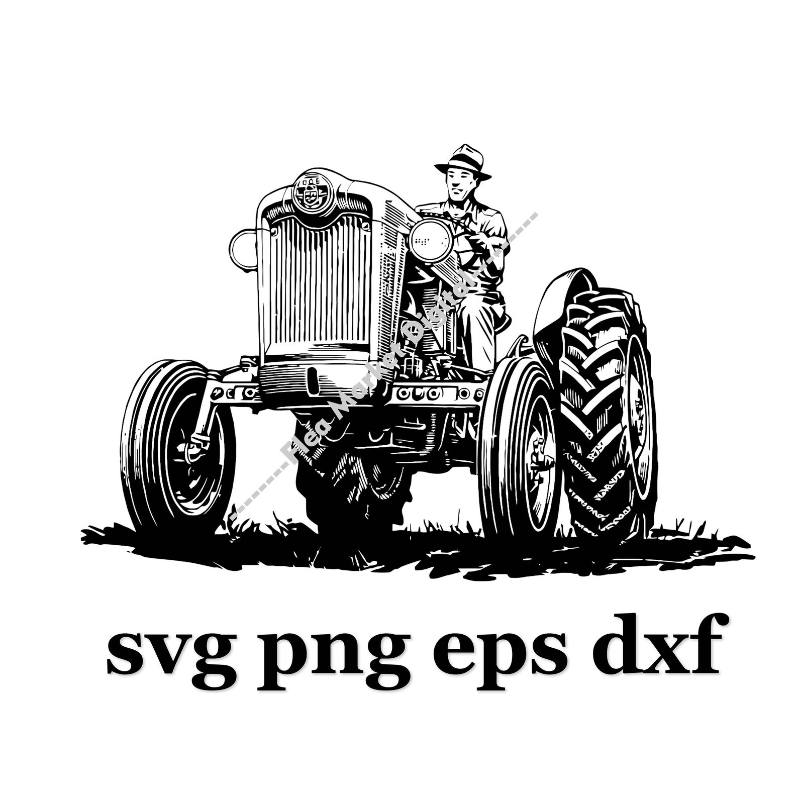 Farm Farmer Driving a Tractor SVG PNG EPS Dxf 1 - Etsy