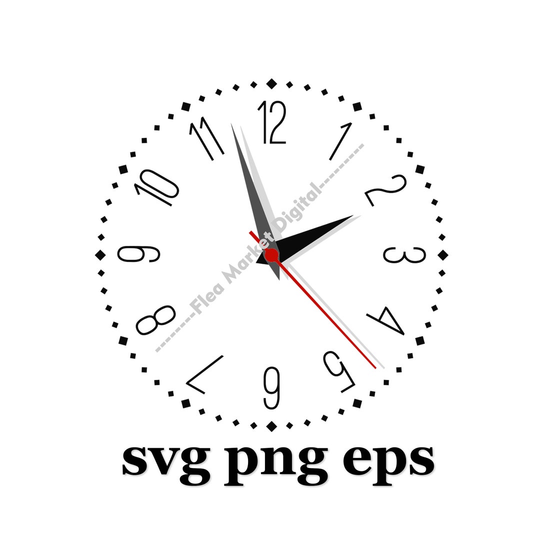 Modern Clock Face SVG PNG EPS Clipart - Etsy Canada
