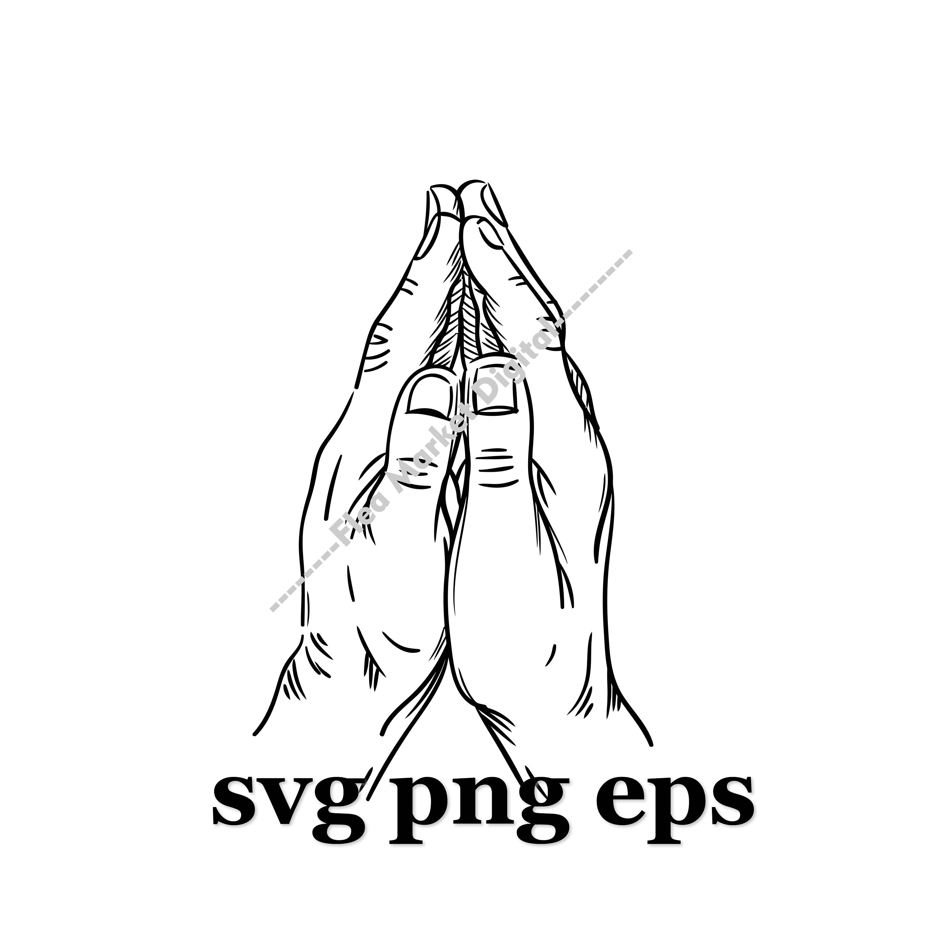 Black Open Praying Hands