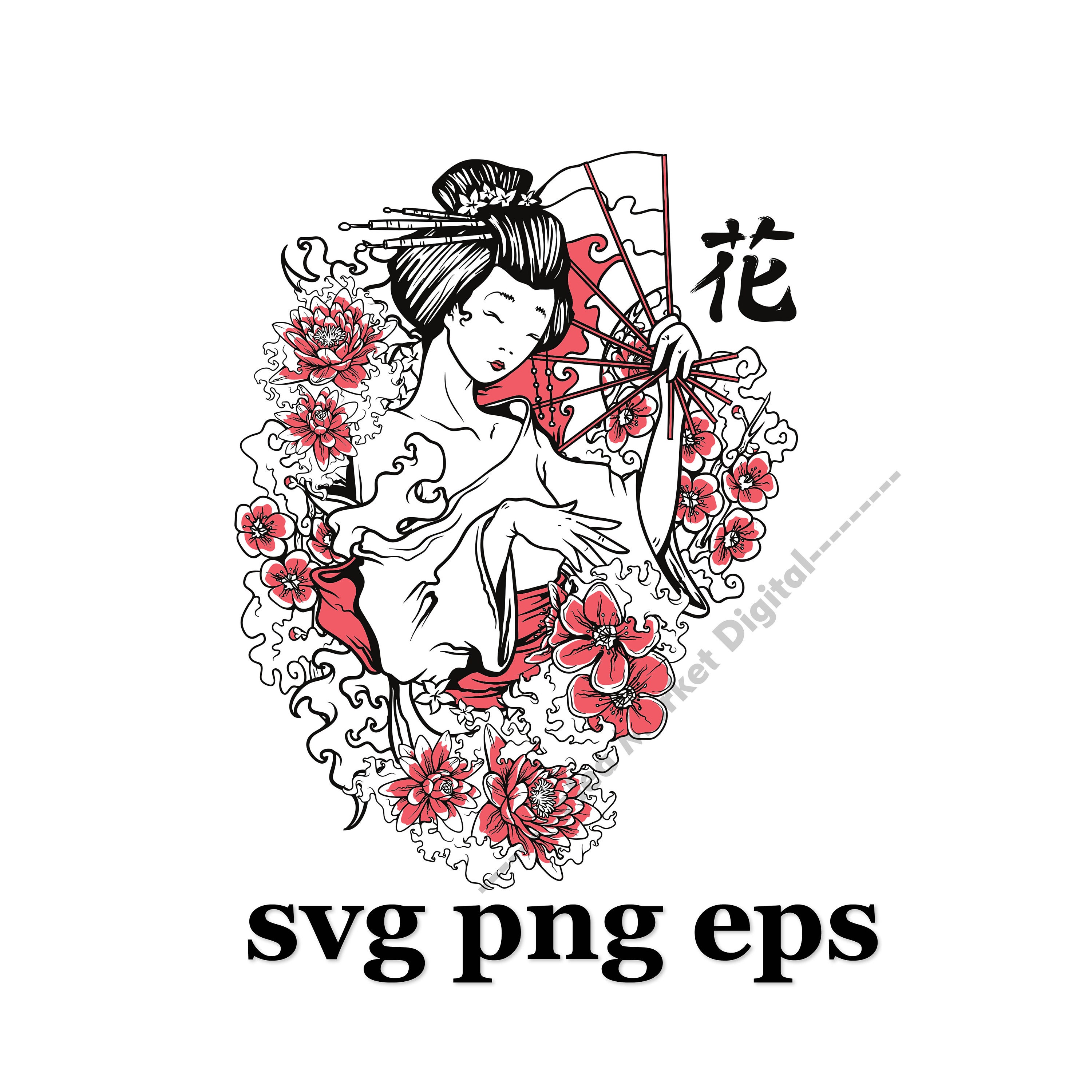 Geisha SVG PNG EPS Clipart 2 - Etsy Australia