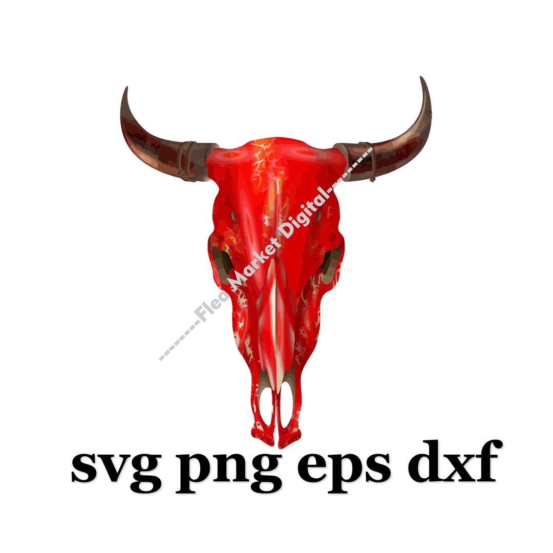 Bloody Animal Cow Bull Skull SVG PNG EPS Dxf Clipart 1 - Etsy