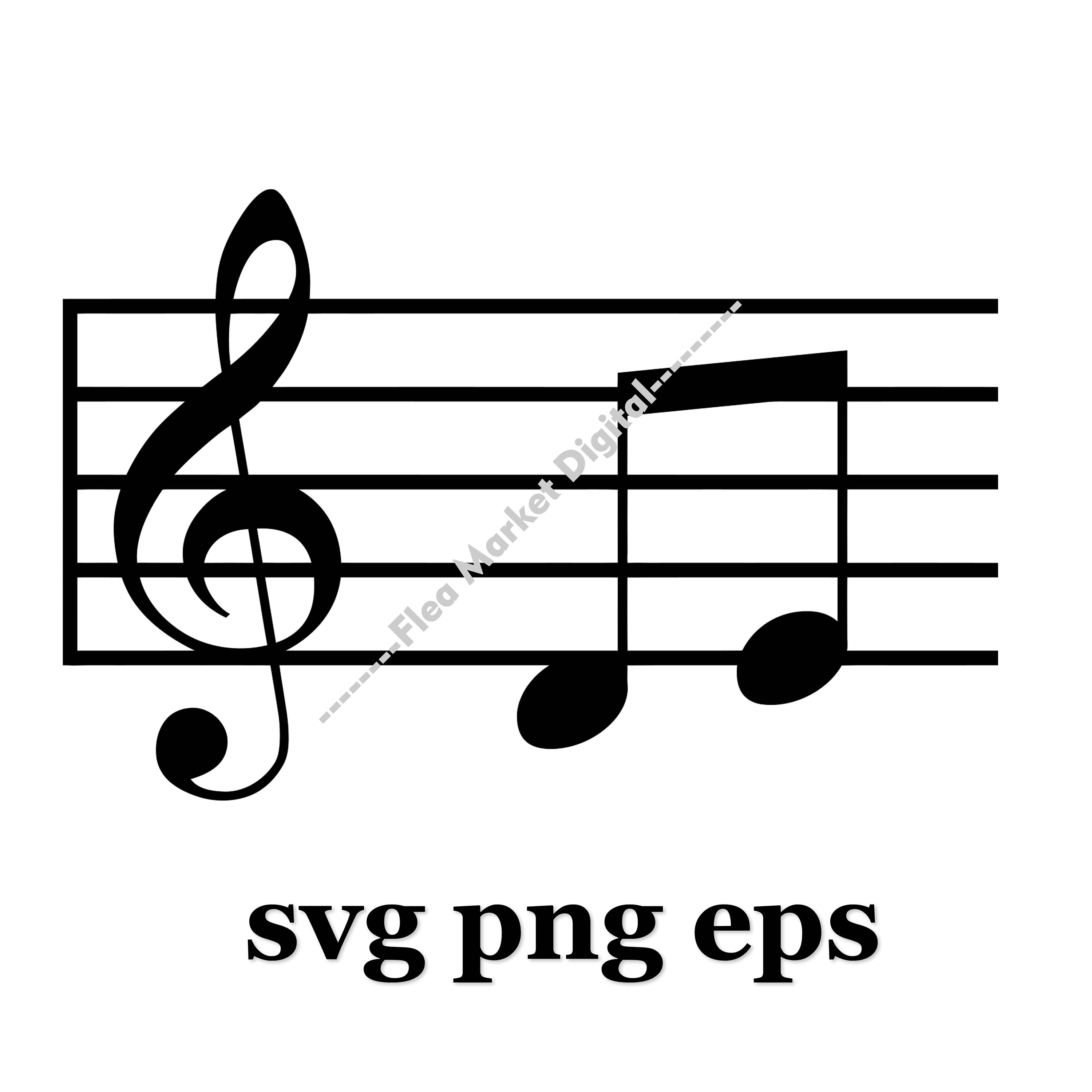 Staff Treble Clef Music Note Notes SVG PNG EPS Clipart - Etsy Canada
