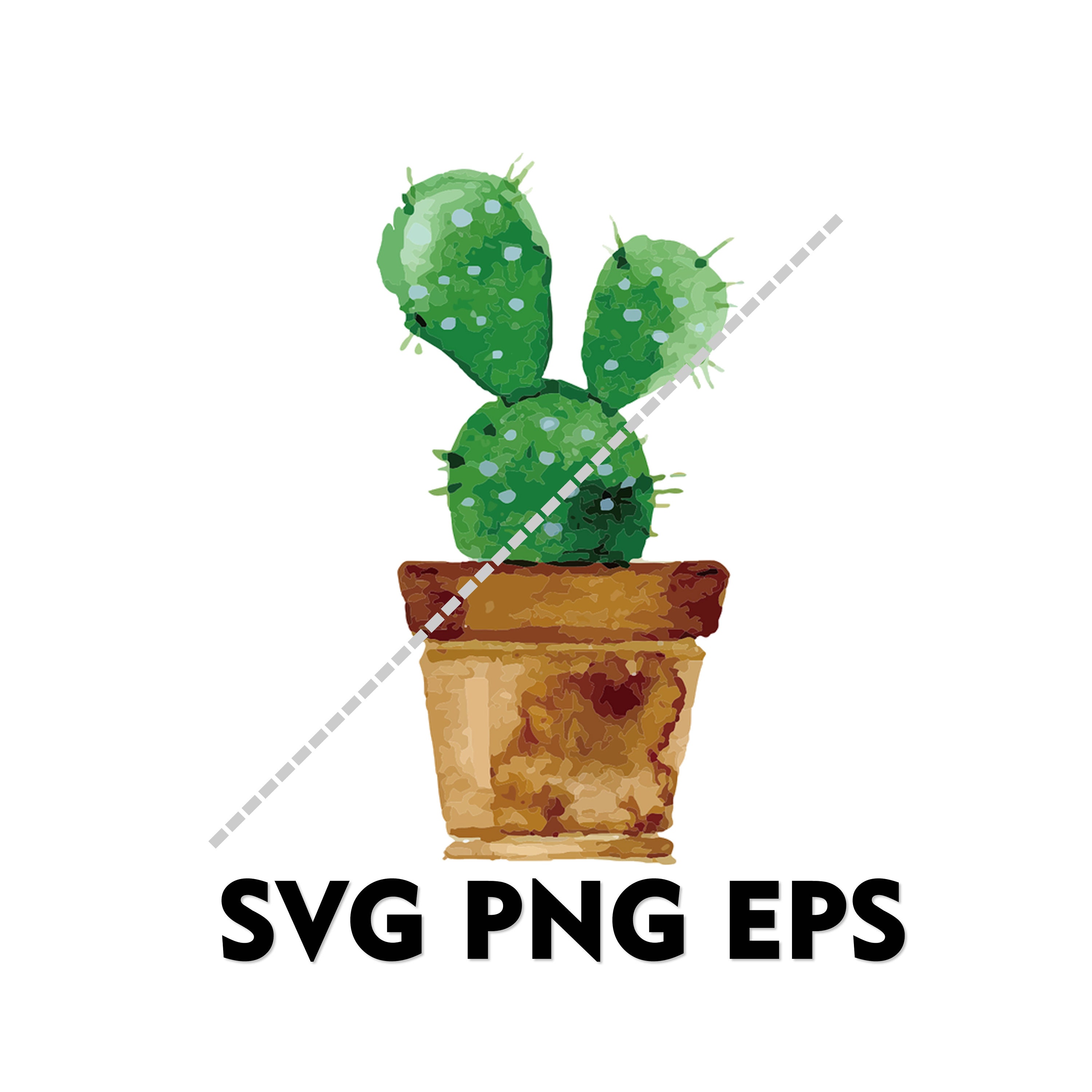Nice Watercolor Cactus in Pot SVG PNG EPS - Etsy