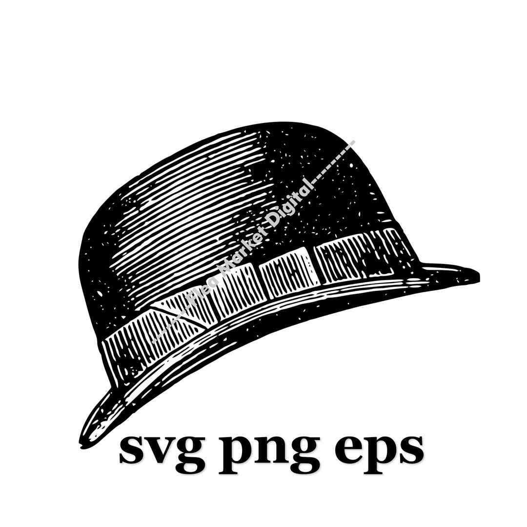 Vintage Bowler Hat SVG PNG EPS - Etsy
