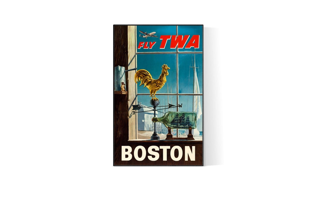 Vintage TWA Boston Travel Poster Download - Etsy