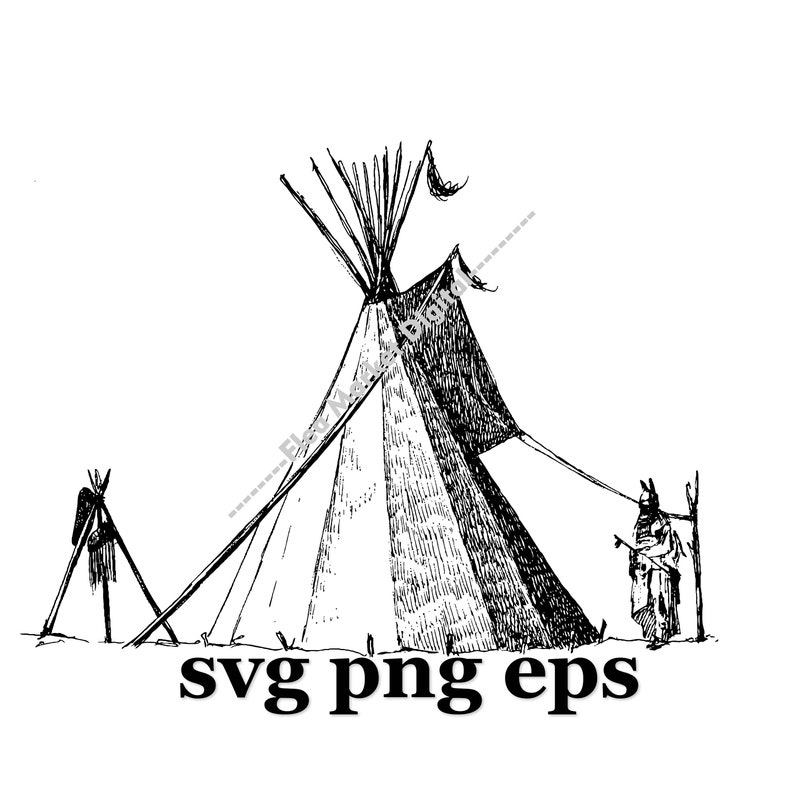 Hand Drawn Indian Tent Teepee SVG EPS PNG Clipart Vector Cricut Cut ...