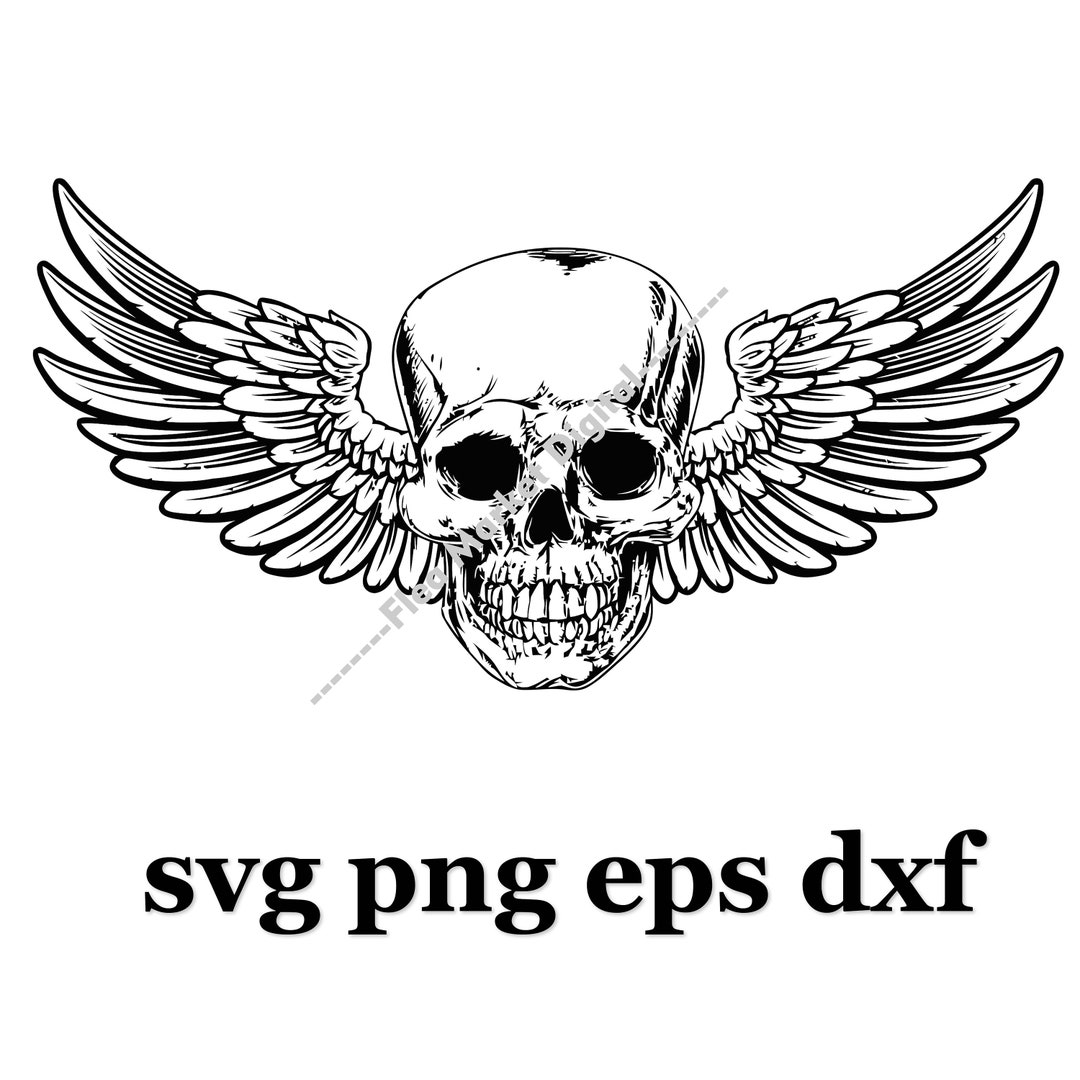 Cráneo con alas SVG PNG EPS DxF Clipart 1 - Etsy España