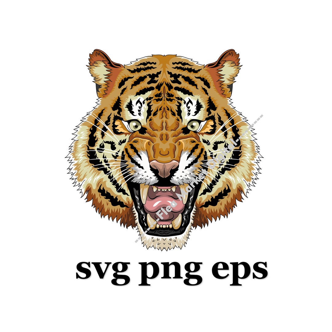 Tiger Face Head SVG PNG EPS Clipart 8 - Etsy