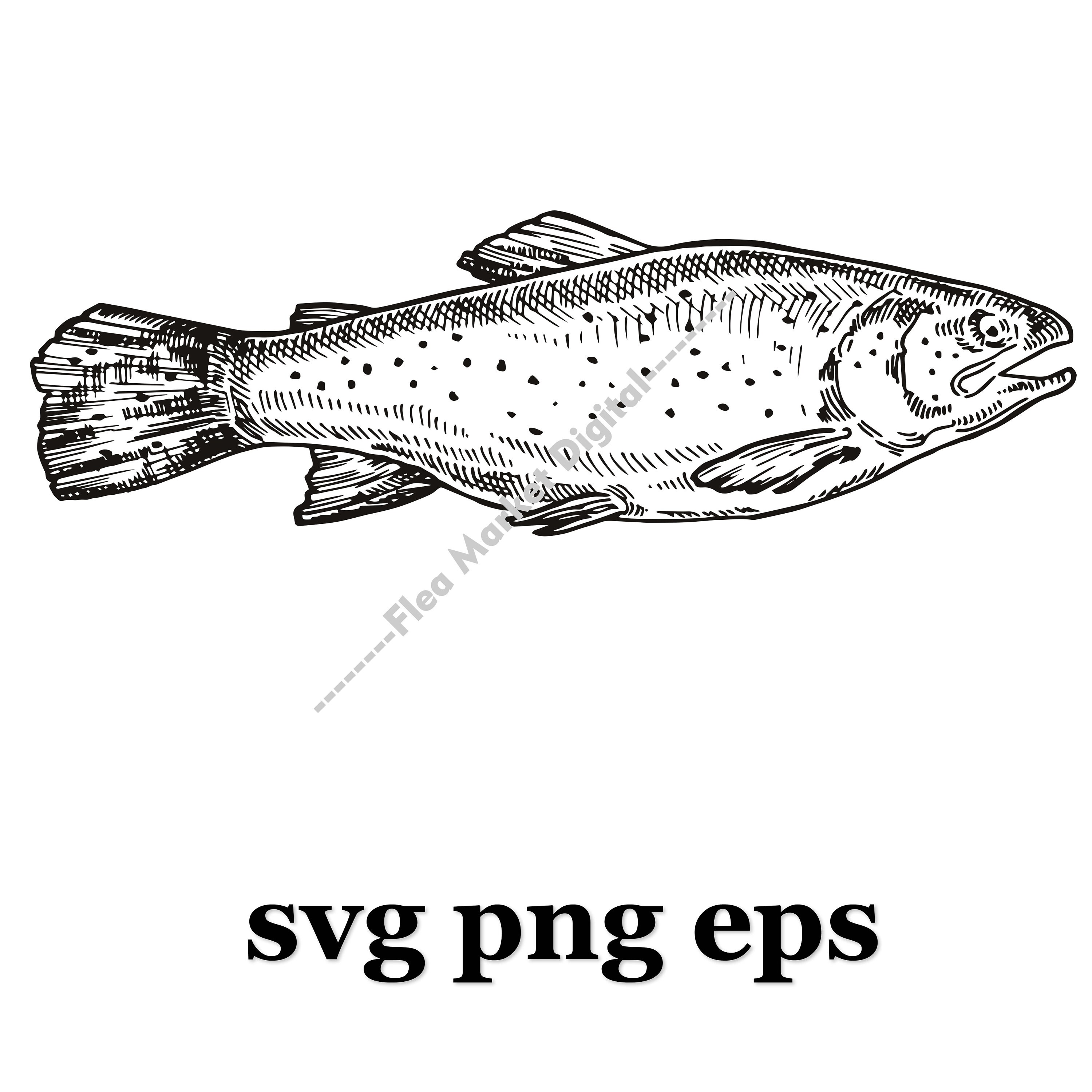 Salmon Fish SVG PNG EPS - Etsy