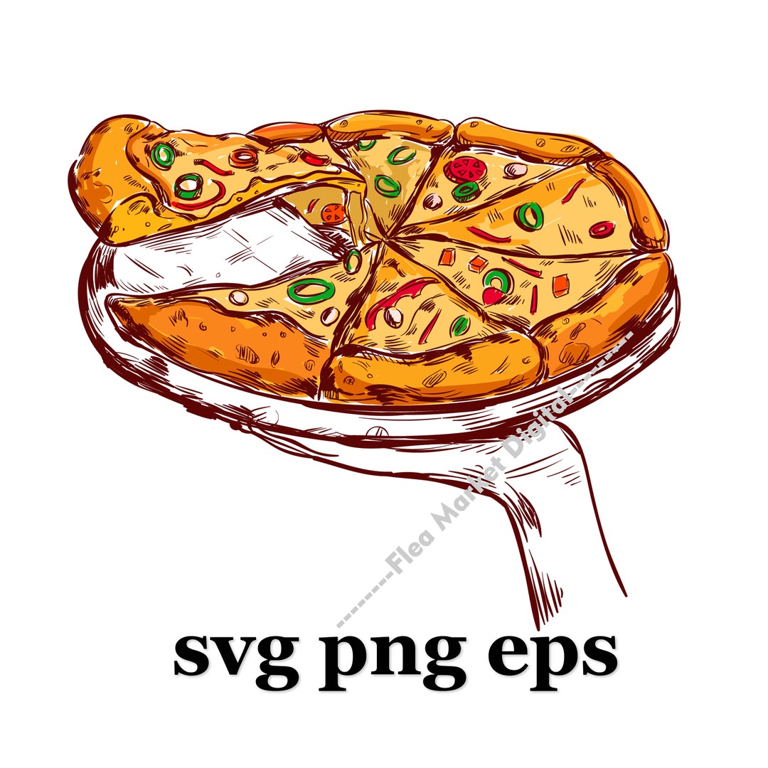 Food Hand Holding a Pizza SVG PNG EPS Clipart # 3 - Etsy