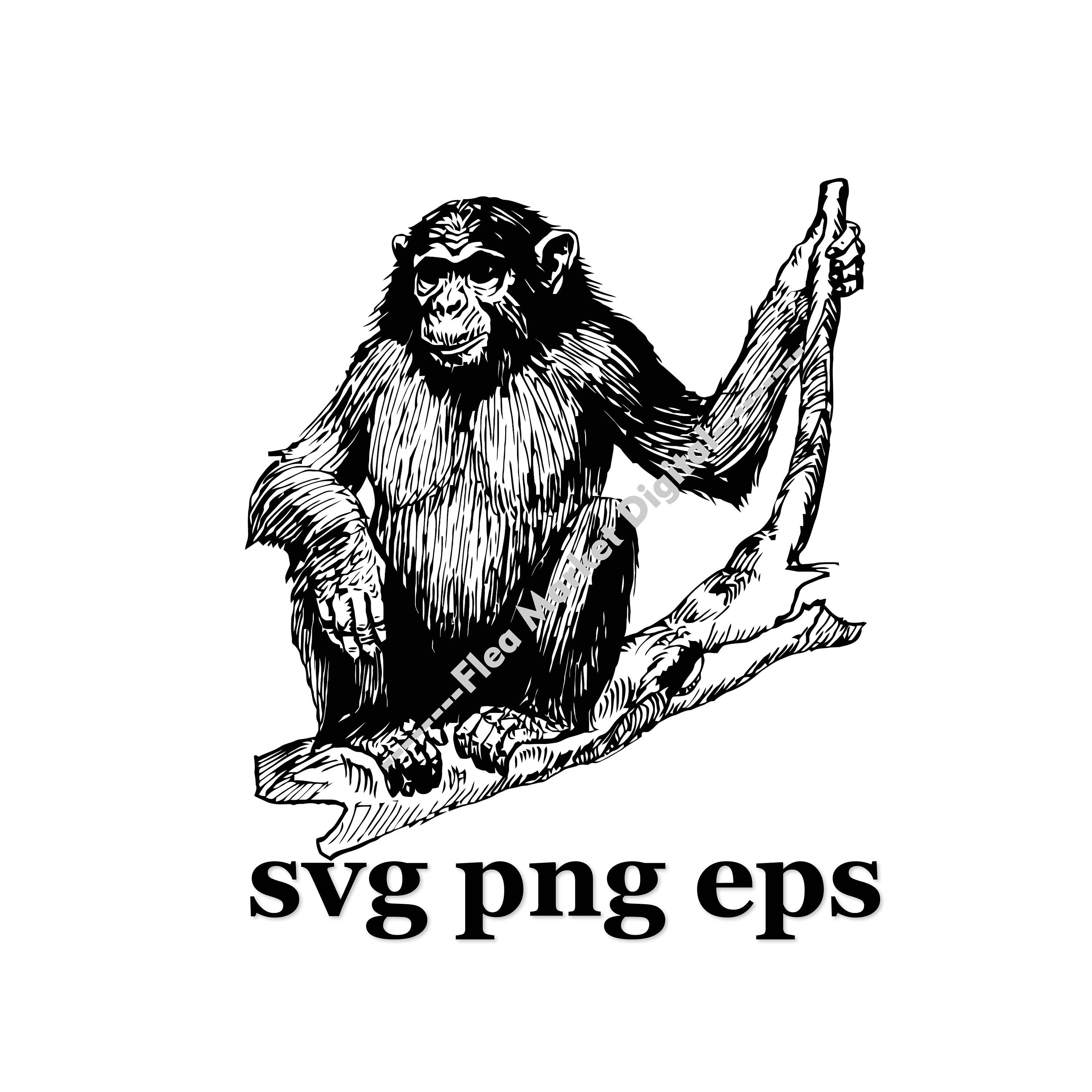 Monkey Chimpanzee Chimp SVG PNG EPS Clipart 1 - Etsy