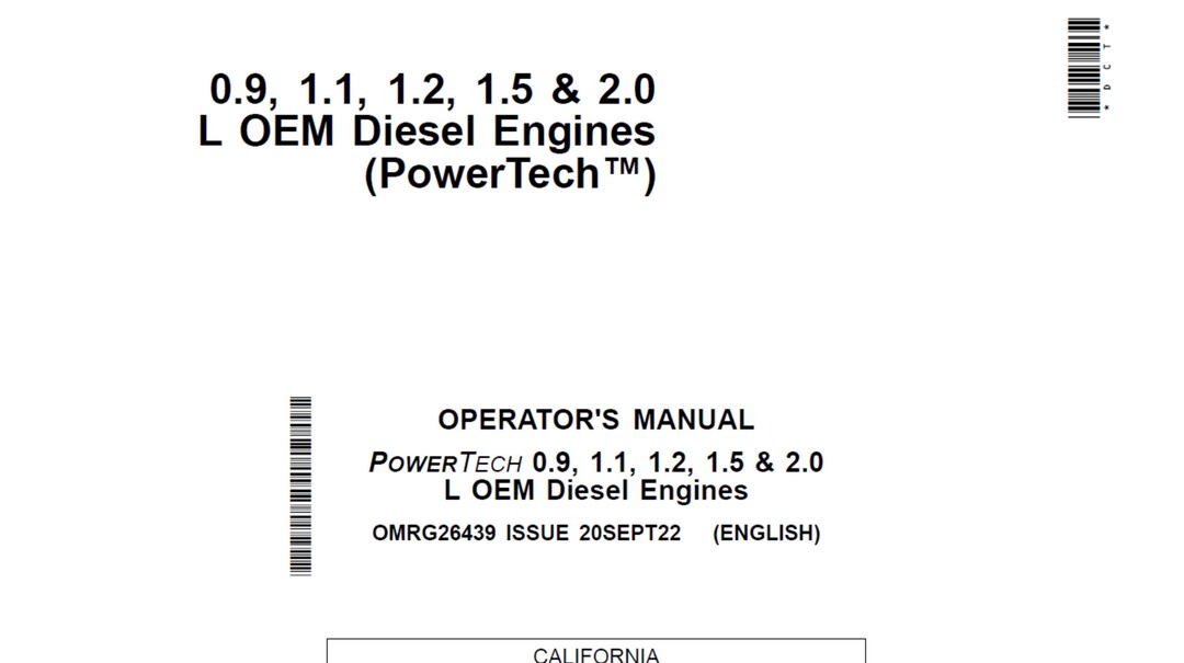 John Deere Powertech 0.9, 1.1, 1.2, 1.5 & 2.0 L OEM Diesel Engines ...