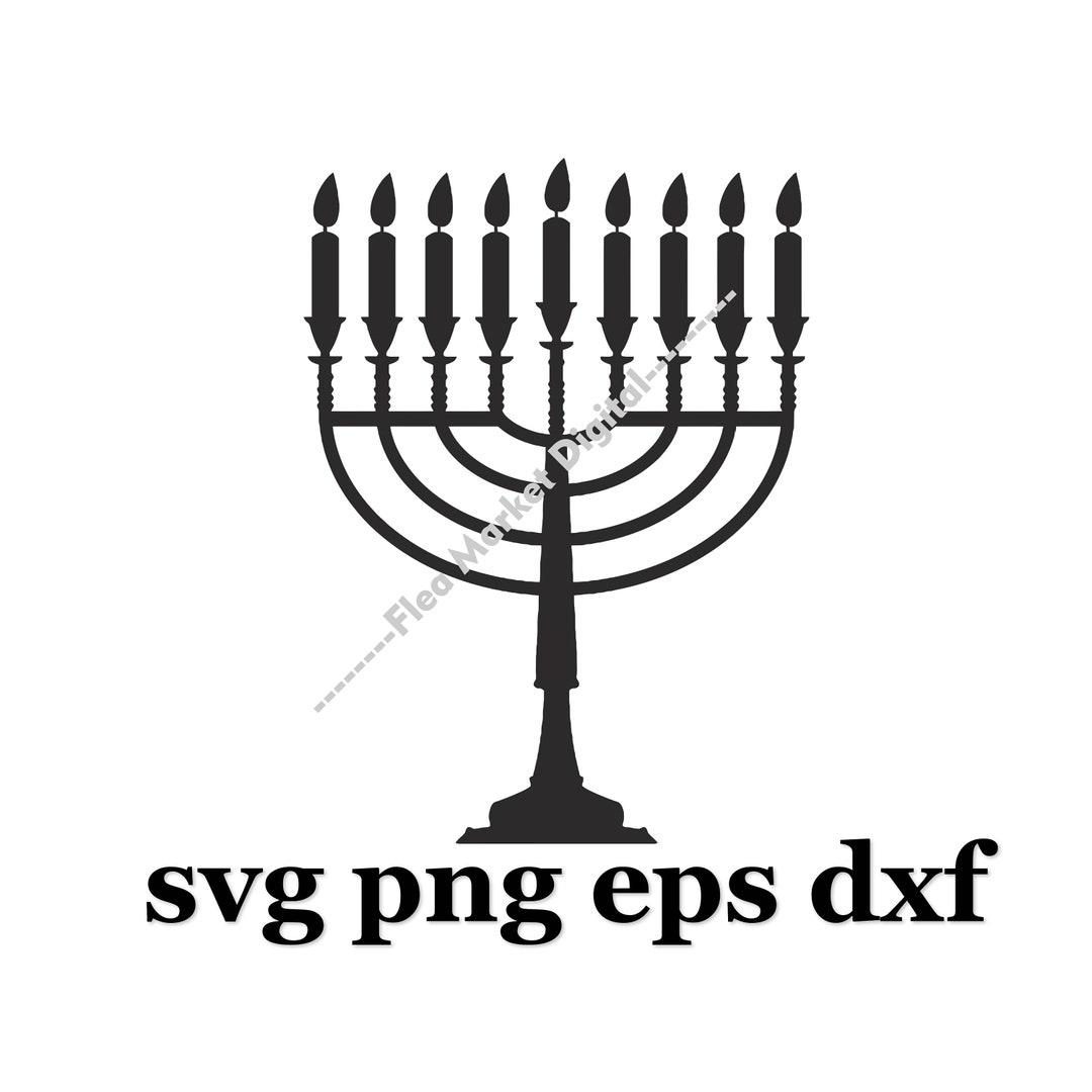 Jewish Menorah Hanukkah SVG PNG EPS Dxf Clipart # 1 - Etsy