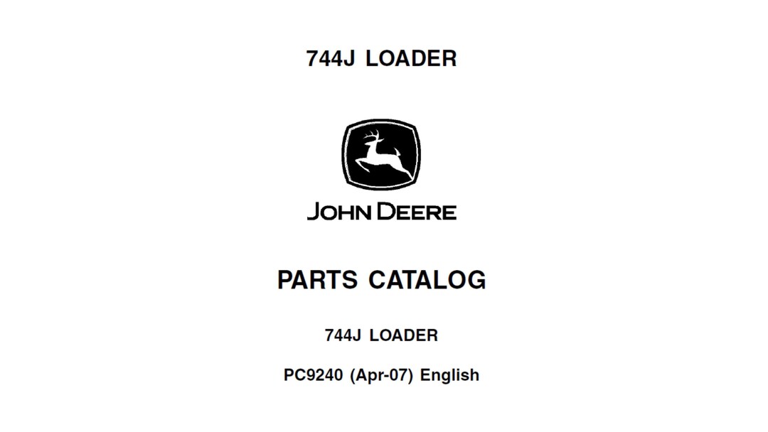 John Deere 744J Loader Spare Parts Catalog Parts Manual PC9240 PDF ...