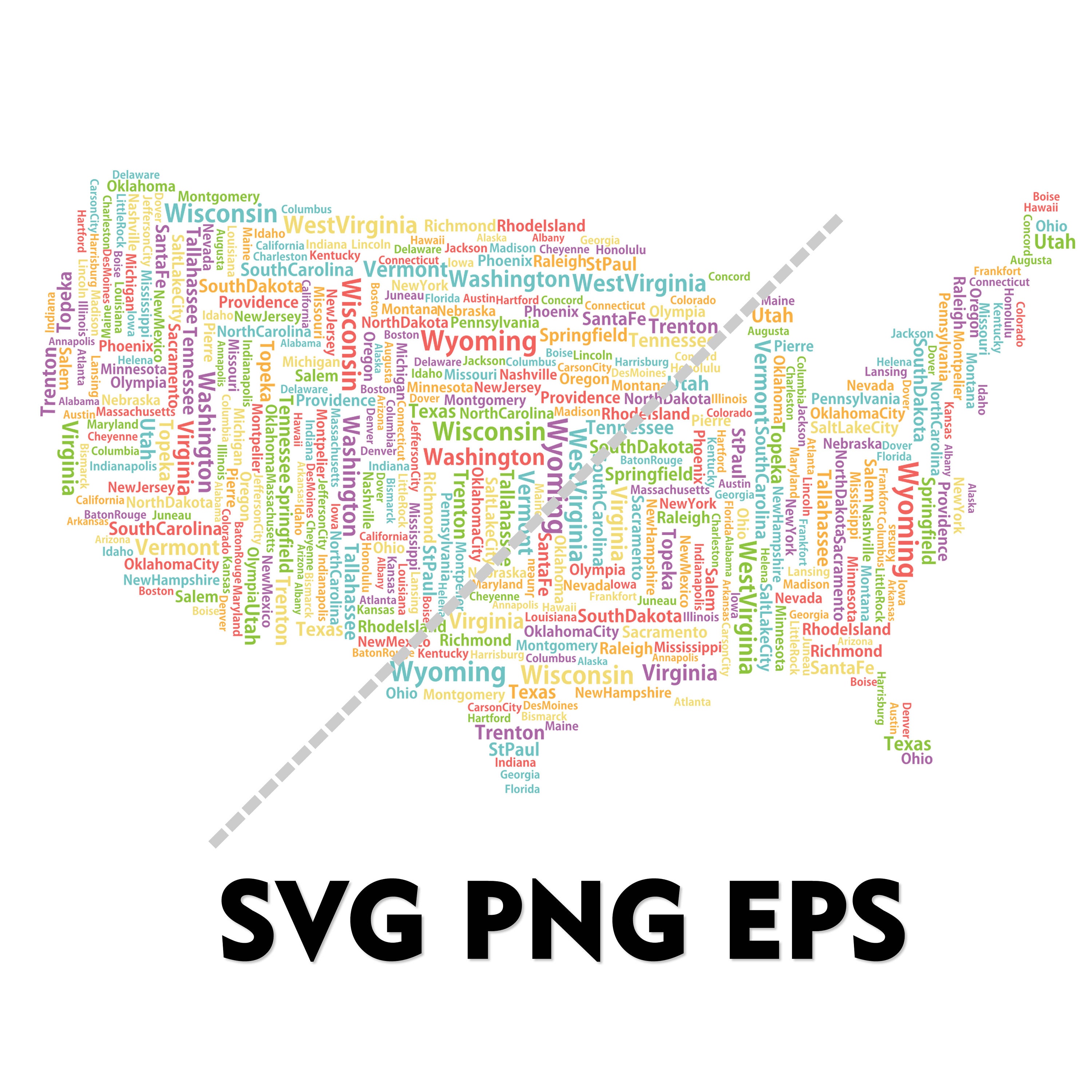 Nice America USA Map SVG PNG Eps Instant Download - Etsy