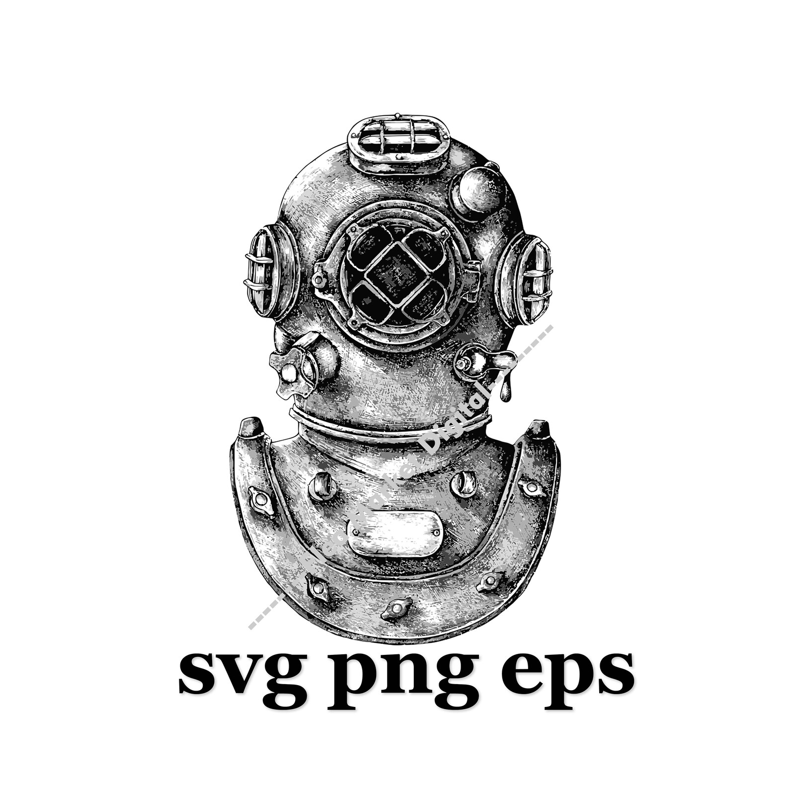 Antique Diving Helmet Art Vintage Diving Helmet SVG PNG EPS Clipart ...