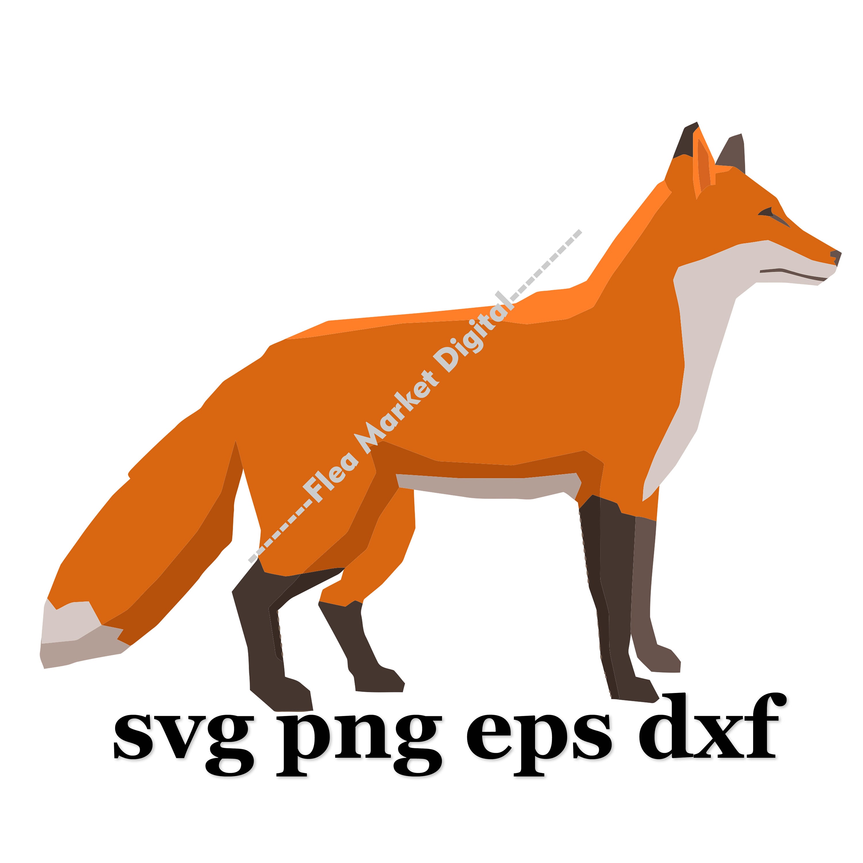Fox SVG PNG EPS Dxf Clipart 2 - Etsy