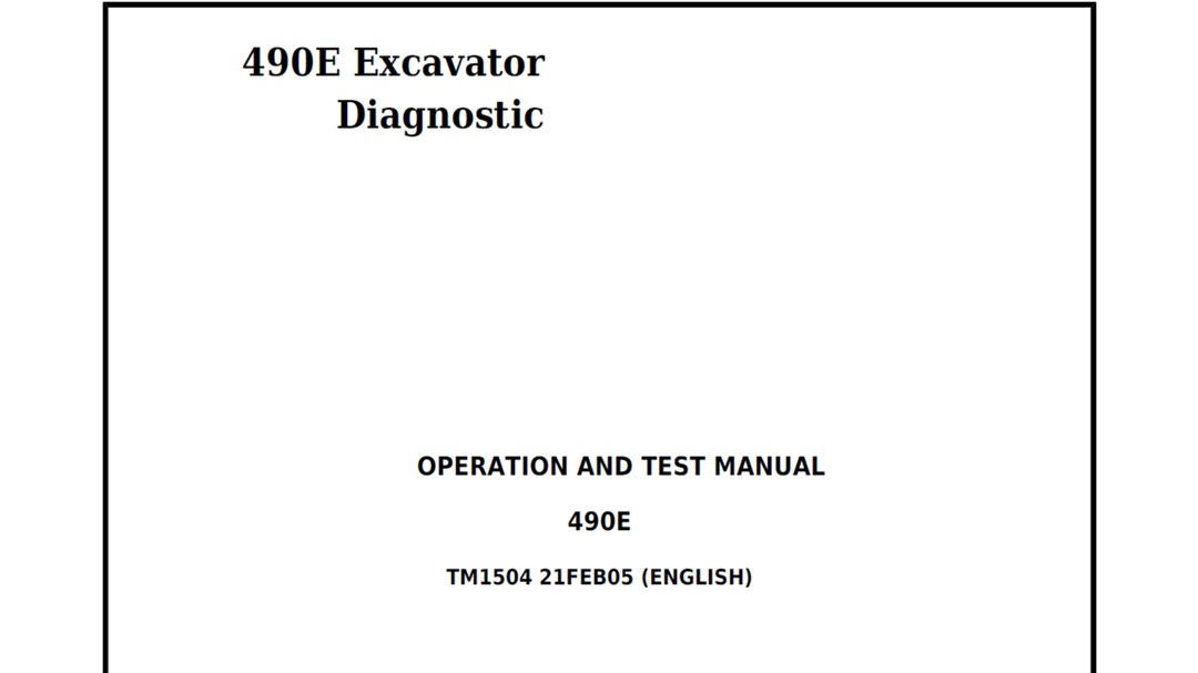 John Deere 490E Excavator Diagnostic Operation and Test Technical ...