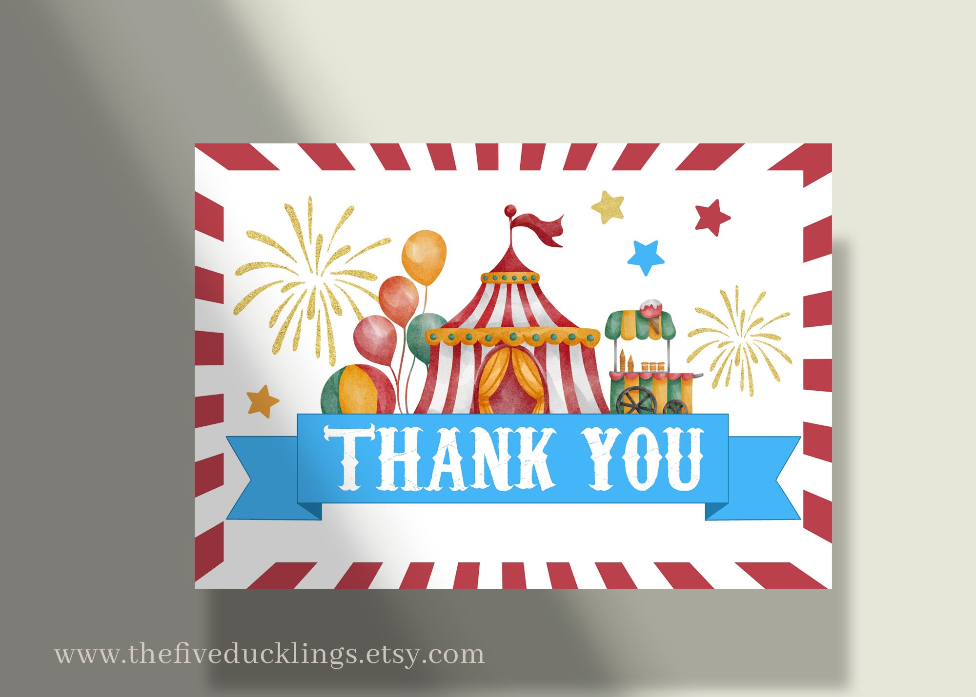 Printable Carnival or Circus Thank You Cards, Flat and Tent Files ...
