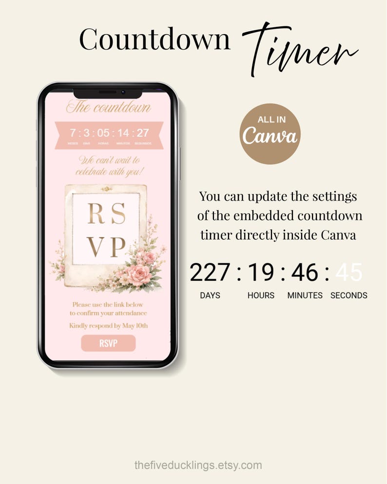 Quinceañera Invitation Template Editable in Canva Bilingual English ...
