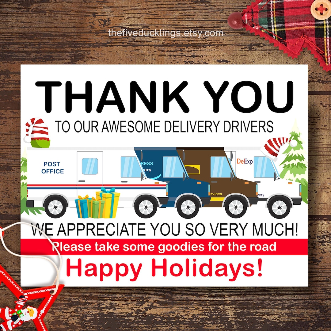 Delivery Driver Thank You Sign, Printable Delivering Drivers Snack ...